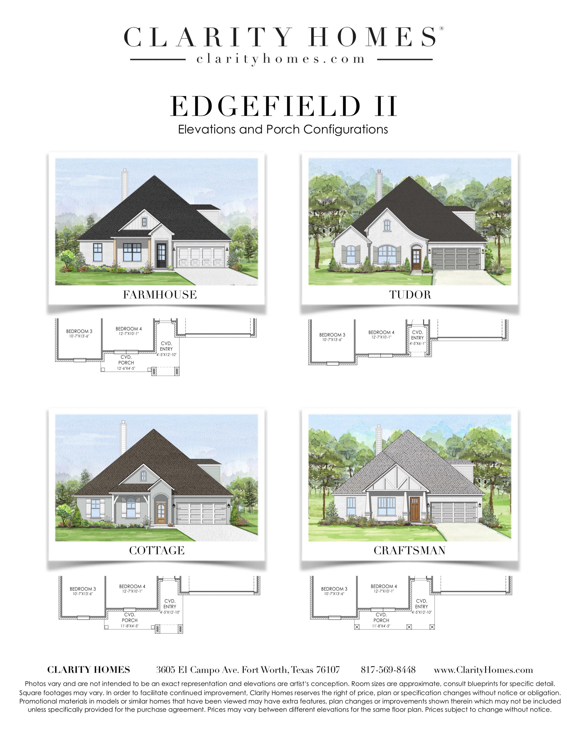 Edgefield I & II | 4 Bed | 2-3 Bath | 2 Car - Clarity Homes